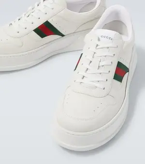 Gucci Web Stripe Leather Sneakers