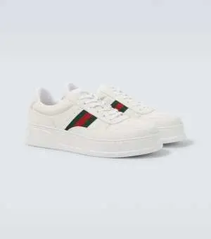 Gucci Web Stripe Leather Sneakers