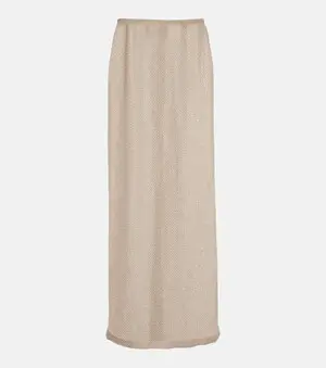 LESET Stella Sequined Linen-blend Maxi Skirt - Beige