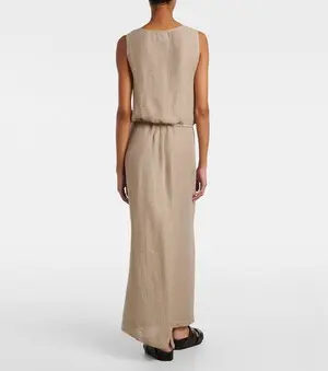 LESET Stella Sequined Linen-blend Maxi Skirt - Beige