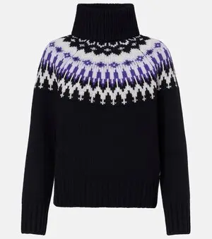 Bogner Ingrid Jacquard Cashmere Turtleneck Sweater - Black