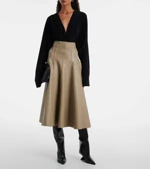 Norma Kamali Flared Midi Skirt
