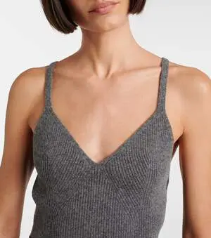 Gucci Wool-blend V-neck Top - Grey