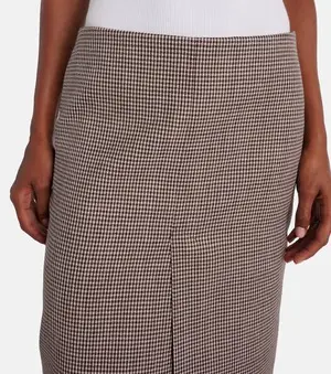 Gucci Gingham Wool Midi Skirt - Brown