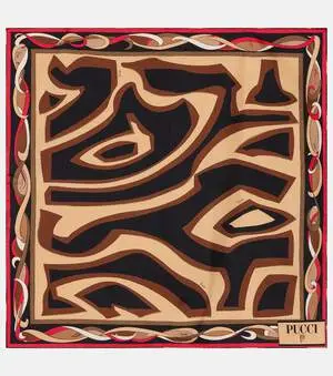 Emilio Pucci Labirinto Silk Twill Scarf - Brown