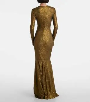 Norma Kamali Gathered Sequined Gown