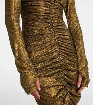 Norma Kamali Gathered Sequined Gown