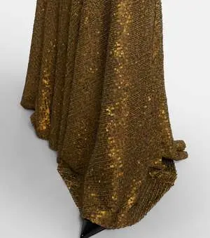 Norma Kamali Gathered Sequined Gown