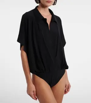 Norma Kamali Oversized Shirt Bodysuit