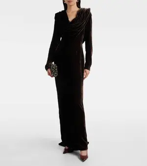 Remain Birger Christensen Draped Velvet Gown