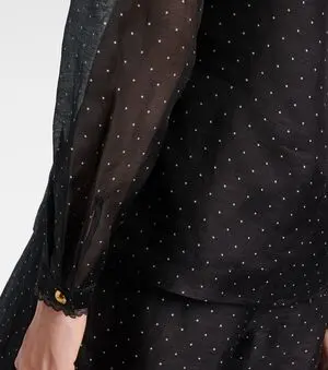 Zimmermann Polka-dot Linen And Silk Blouse