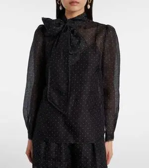 Zimmermann Polka-dot Linen And Silk Blouse
