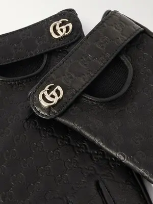 Gucci Debossed Leather Gloves