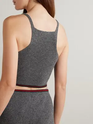 Gucci Striped Ribbed Wool-blend Camisole - Gray