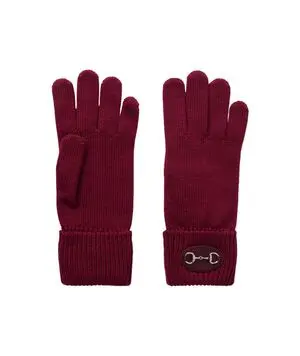Gucci Horsebit-detailed Leather-trimmed Gloves - Burgundy