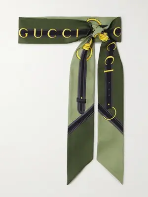 Gucci Printed Silk-twill Scarf - Green