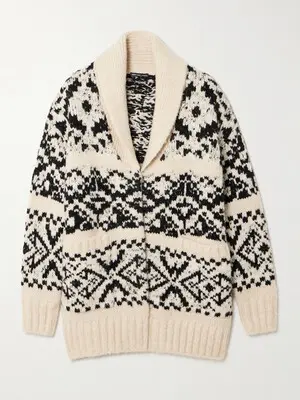 JAMES PERSE Intarsia-knit Wool-blend Cardigan