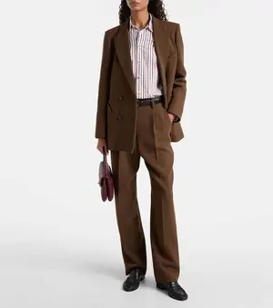 BLAZÉ MILANO Fox High-rise Virgin Wool Crepe Wide-leg Pants