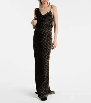 Dries Van Noten Printed Satin Maxi Skirt
