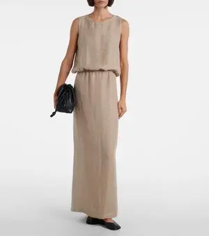 LESET Stella Sequined Linen-blend Top - Beige