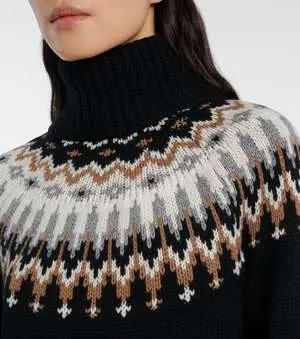 Bogner Ingrid Jacquard Cashmere Turtleneck Sweater - Black