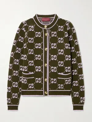 Gucci Wool-jacquard Cardigan - Black