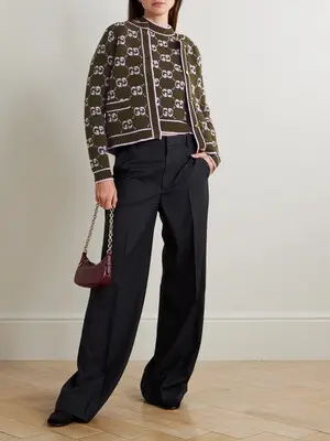 Gucci Wool-jacquard Cardigan - Black