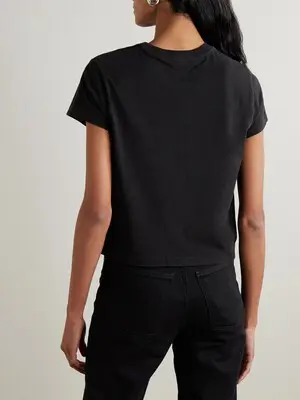 AGOLDE Adine Cropped Organic Cotton-jersey T-shirt - Black