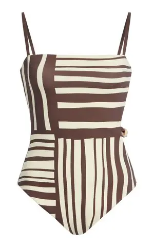 SIR. Linocut One-piece Swimsuit - Brown