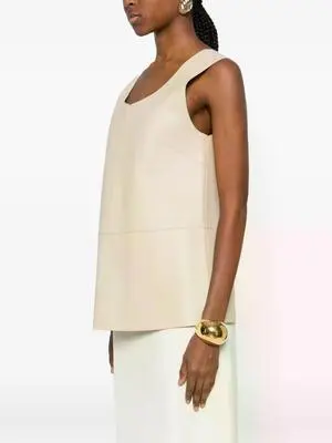 TOTEME Scoop-neck Leather Top - Neutrals