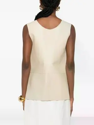 TOTEME Scoop-neck Leather Top - Neutrals