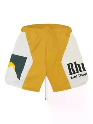 Rhude Logo-panel Swim Shorts - Yellow