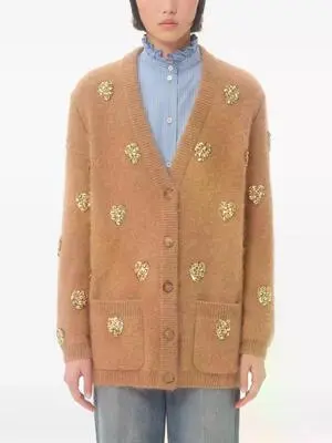 Valentino Garavani Embroidered Heart Cardigan - Neutrals