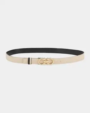 FERRAGAMO Gancini-buckle Reversible Leather Belt - Macadamia