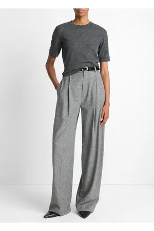 Vince ROMA Check Italian Wool-Blend High-Waist Trouser - Red