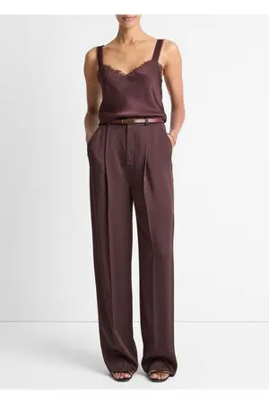 Vince Satin Pleated Wide-leg Trouser