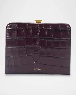 Vince Frame Croc-effect Leather Wallet Bordeaux