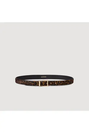 Sandro Pony Effect Leather Belt - Gold