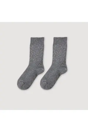 Sandro Rhinestone Embellished Socks - Gray