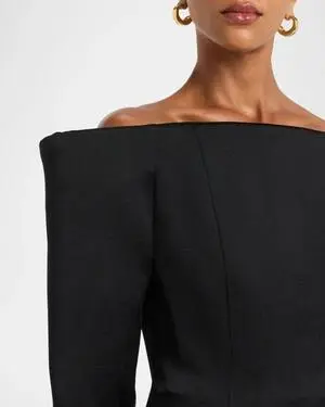 Stella McCartney Off-shoulder Satin Mini Dress - Black