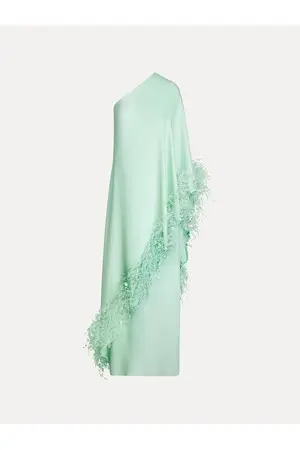 Oscar De La Renta Point D'esprit Feather Embroidered Caftan - Red