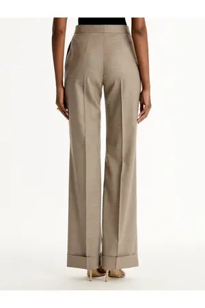 Oscar De La Renta Wool-blend Wide-leg Pants - Natural