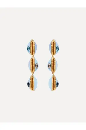 Oscar De La Renta Enamel Cowrie Shell Clip-on Drop Earrings - Natural