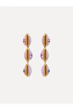 Oscar De La Renta Enamel Cowrie Shell Clip-on Earrings - Natural