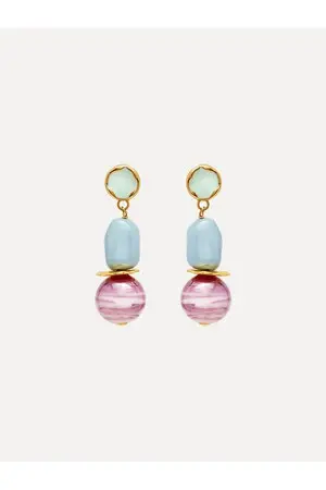 Oscar De La Renta Sea Glass Drop Clip-on Earrings - Pink