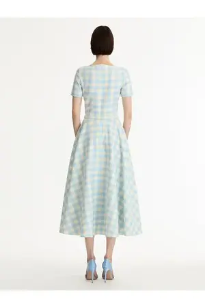 Oscar De La Renta Gingham Wool Dress - Natural