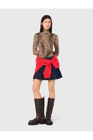 Maje Leopard Print Turtleneck - Animal Print