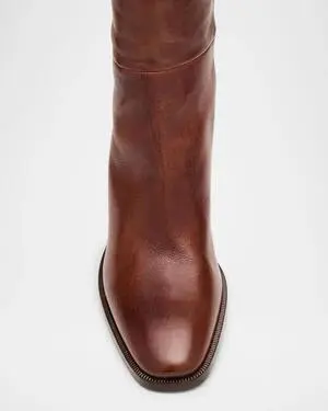 Saint Laurent Odeon Leather Over-the-knee Boots - Deep Nut