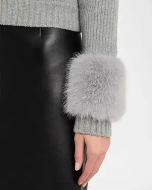 Ramy Brook Lisa Wool-blend Top With Faux Fur Cuffs - Gray