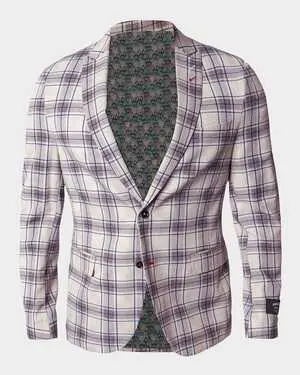 MACEOO Descartes Brooksy Plaid Unconstructed Blazer - Blue